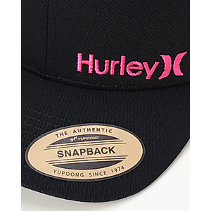 Hurley Men's Trucker Hat - Corp Snap Back Comfortable Curved Bill with Adjustable Snap Closure - Trucker Hats for Men, Black/Pink