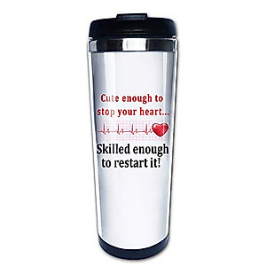 Cute Enough To Stop Your Heart Skilled Enough To Restart It , Funny Nurse Doctor Mug Travel Mug Tumbler With Lids Coffee Cup Stainless Steel Water Bottle 15 Oz