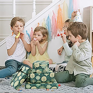 Green Tree Wrapping Paper,White Kraft Gift Wrapping Paper for Boys,4 Folded Sheets Cartoon Wrapping Paper with String for Kids Birthday Baby Showers Christmas Father's Day Party Gift Wrap,28*20 Inch