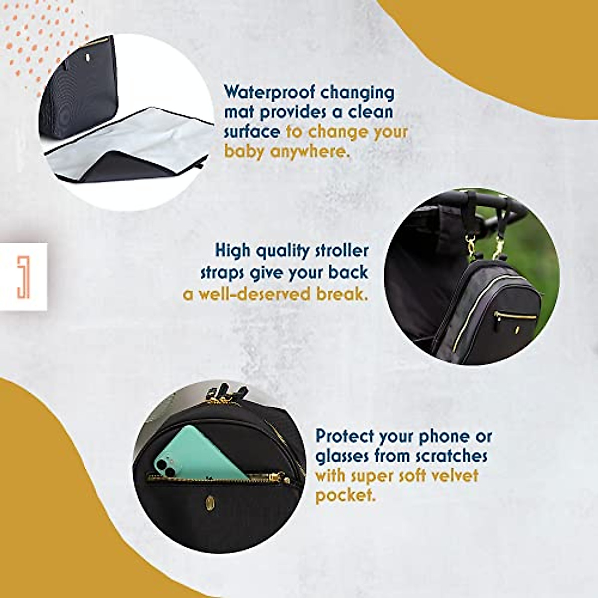 IDAHO JONES Small Diaper Bag, Mini Diaper Backpack - Spacious and Sleek - Stroller Straps and Changing Mat Included - Claremont