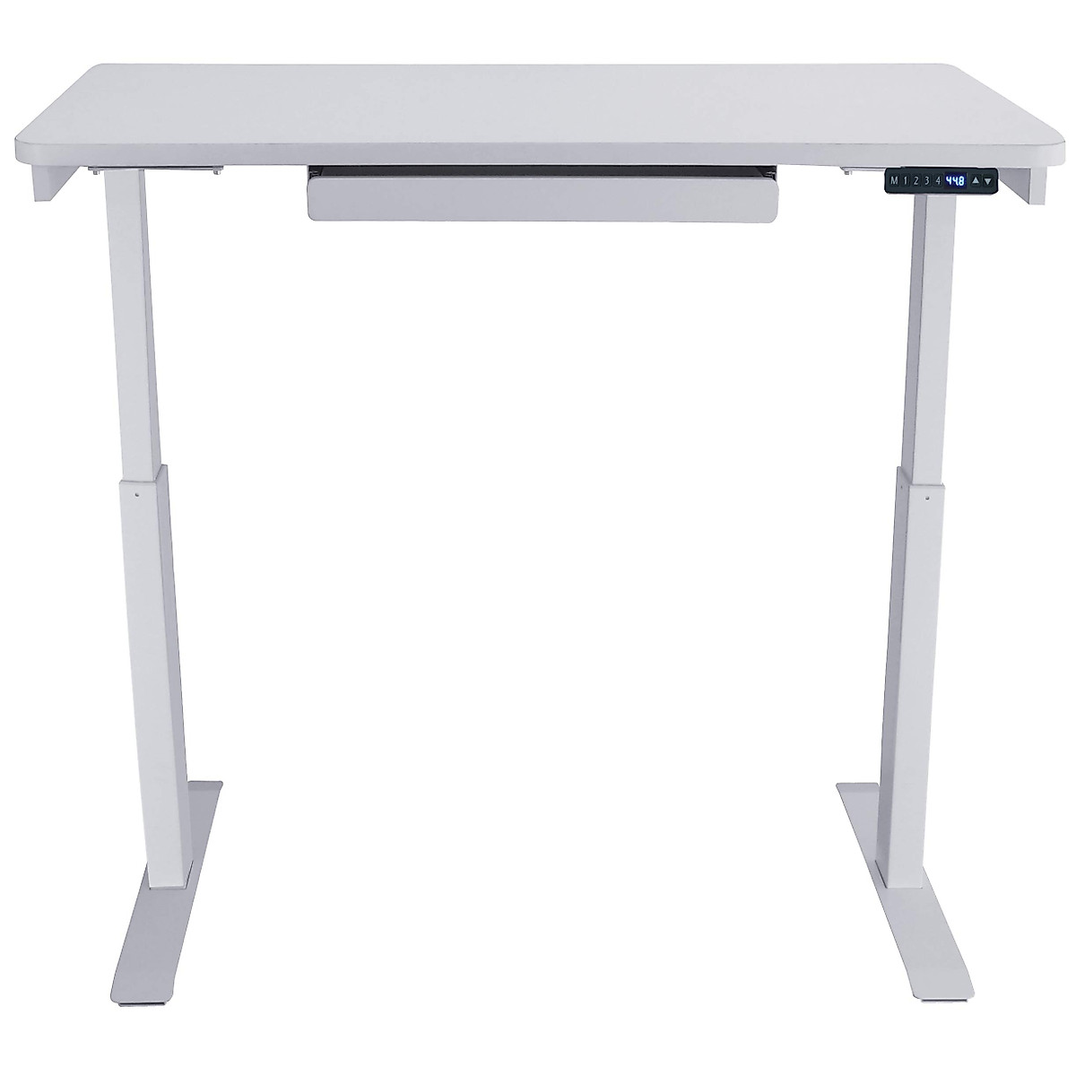 Motionwise Electric Standing Desk, 24”x48 Home Office Series, 28"-48" with Quickly Program up to 4 pre-Set Height adjustments and USB Charge Port, White Frame