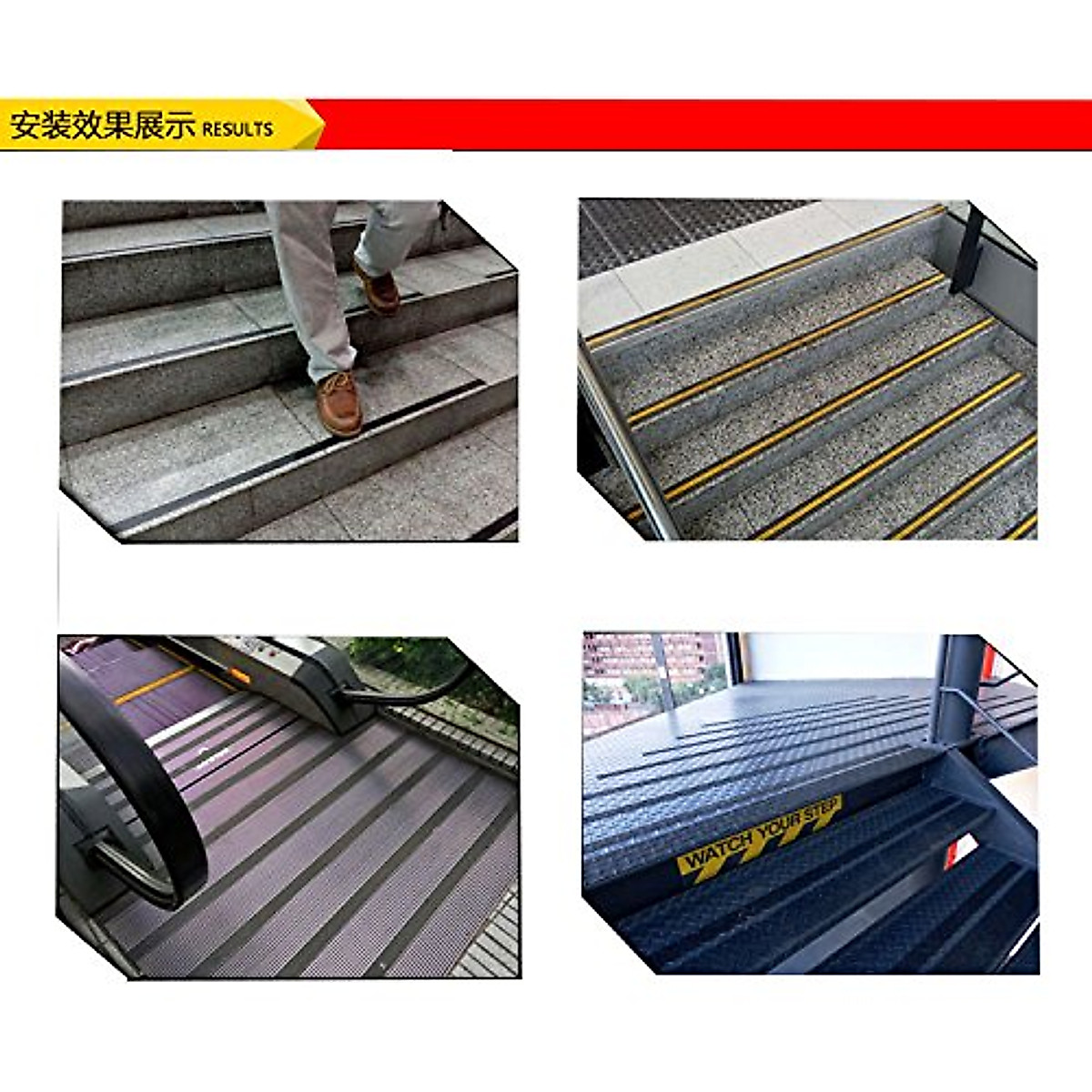 Black Yellow Anti Slip Tape Printed"Watch Your Step" 1.97 Inch x 16.4 Foot Anti-Slip Tape, Floor Tape,Stairs Tape,Safety Tape Roll (Black Yellow)