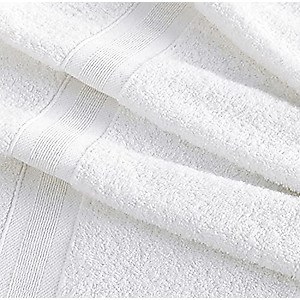 White Bath Towels 27" x 54" Quick-Dry High Absorbent 100% Turkish Cotton Towel for Bathroom, Guests, Pool, Gym, Camp, Travel, College Dorm (White, 4 Pack Bath Towel)