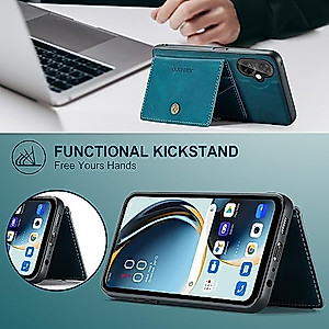 Hongxinyu Case for OnePlus Nord N30 5G / Nord CE 3 Lite 5G, Detachable Magnetic Wallet Card Cash Slot Case Cover Support Wireless Charging Functional Kickstand (Teal)