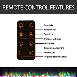 Hanover Fireside 60'' Wall Mounted Electric Fireplace with Crystal Rock Display and LED Multi-Color Realistic Flame, Modern Wall Fireplace Heater for Home and Office with Remote Control in Black