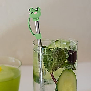 ABOOFAN 6pcs Silicone Straw Tips Covers Lovely Animals Drinking Straw Tips Reusable Rabbit Straw Toppers Dinosaurs Straw Plugs Caps for Easter Hawaii Kids Party Decor