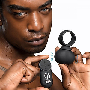 Trinity Vibes Men 28x Vibrating Balls Penis-Ring. Sex Toys for Pleasure & Couples Sex Toy for Adults. Male Vibrating Stimulator, Penis Massager & Erection Enhancer with Remote Control - Large, Black