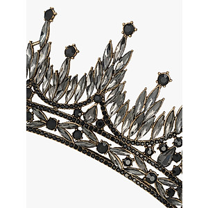 SWEETV Black Tiara Crown for Women, Gothic Wedding Tiara, Crystal Queen Crown, Costume Hair Accessories for Birthday Prom Quinceanera Celebration,Trinity