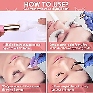 BeMyLady Eyelash Extension Shampoo 100ml Eyelash Shampoo for Lash Extensions Gentle Eyelid Foaming Cleanser for Sensitive Skin Remove Makeup & Oil, Paraben & Sulfate Free (3.38Fl Oz)