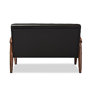 Baxton Studio BBT8013-Black Loveseat Love Seats, Black