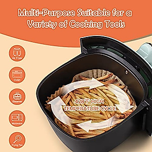 VILIWIN Air Fryer 4.5 QT 8 Preset Menus AirFryer with Auto Shut Off 30 Minute Timer Adjustable and Air Fryer Paper Liners 50PCS Disposable Square Parchment Liner 6.3 inch for 4-6 QT Air Fryers Basket