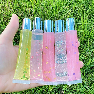 AJLTPA 50Pcs 15ml Lip Gloss Squeeze Tubes, Silver Lip Gloss Containers Empty, Refillable Soft Clear Tubes for DIY Lipgloss Balm Cosmetic (Silver)