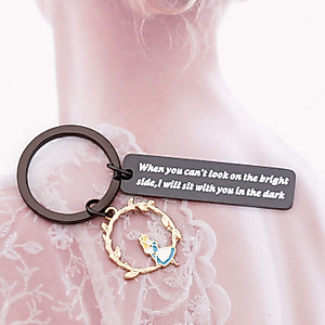 SEIRAA Fairy Tale Gift When you Can't Look on the Bright Side I Will Sit With You in The Dark (black Alic keychain)