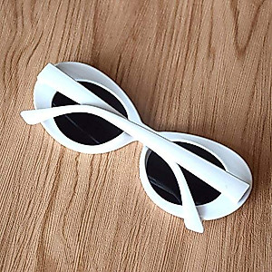 JUSLINK Bold Retro Oval Mod Thick Frame Sunglasses Round Lens Clout Oval Goggles White