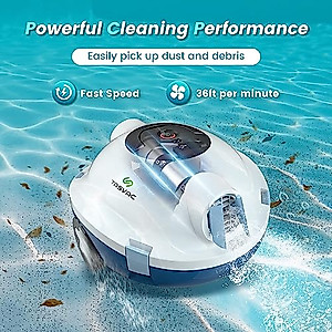 𝟮𝟬𝟮𝟯 𝙐𝙥𝙜𝙧𝙖𝙙𝙚 TASVAC Cordless Robotic Pool Cleaner, Automatic Vacuum, 90 Mins Runtime, Powerful, Self-Parking, Lightweight, Ideal for Flat Above/In-Ground up to 1100 Sq.Ft, Off-White (Y10)