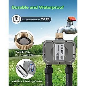 WILAWELS Brass Sprinkler Timer 2 Zone, Programmable Garden Water Timer, Automatic Irrigation Timer with Rain Delay/Manual/Auto Mode, Waterproof and Leak-Proof, for Yard, Garden, Lawn, 2 Outlet B12WT06