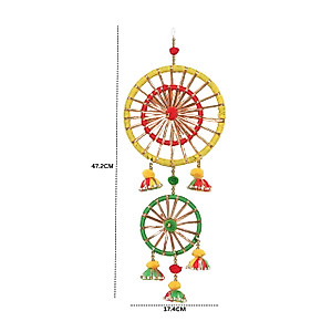 Smizzy Door Hangings for Decoration/Ring Wall Hangings with Jhumki for Haldi Mehandi Temple Decor | Pooja Room Decoration Items | Back Dropper | showpiece for Home Decor (Pack of 4)