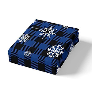 Christmas Kids Bedding Set White Christmas Tree Bedding Duvet Cover Set for Boys Girls Decor Snowflake Comforter Cover Set Blue Black Buffalo Check Bedspread Cover Bedroom Quilt Cover 3Pcs Full Size