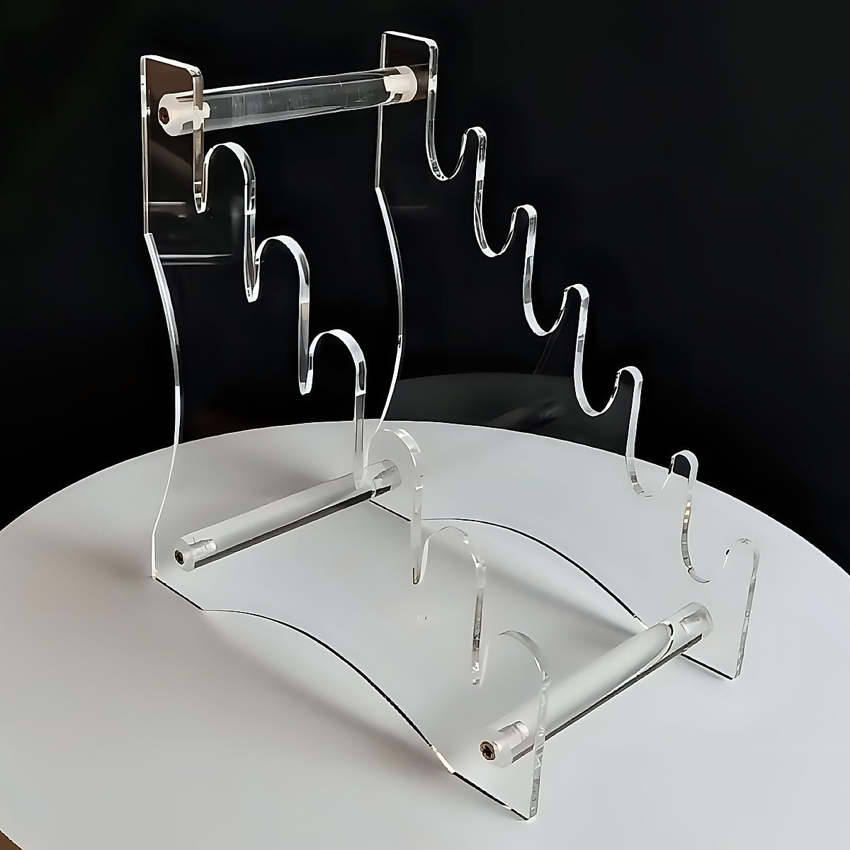 WANLIAN Knife Display Stand,Knife Holder Holds 6 knife,Acrylic Tabletop Knife Rack for Display Survival, Outdoor, EDC Mini Knife,dagger (6 layer stand, Transparent)