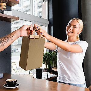 Brown Paper Bags with Handles - 8x4x10 Inch 50 Pack Small Kraft Shopping Bags, Craft Gift Totes in Bulk for Boutiques, Small Business, Retail Stores, Birthdays, Party Favors, Jewelry, Merchandise