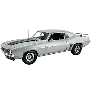 1969 Chevy COPO Camaro Cortez Silver Met w/Black Hood Stripes Built by Dick Harrell Ltd Ed to 1128 pcs Worldwide 1/18 Diecast Model Car Acme A1805725