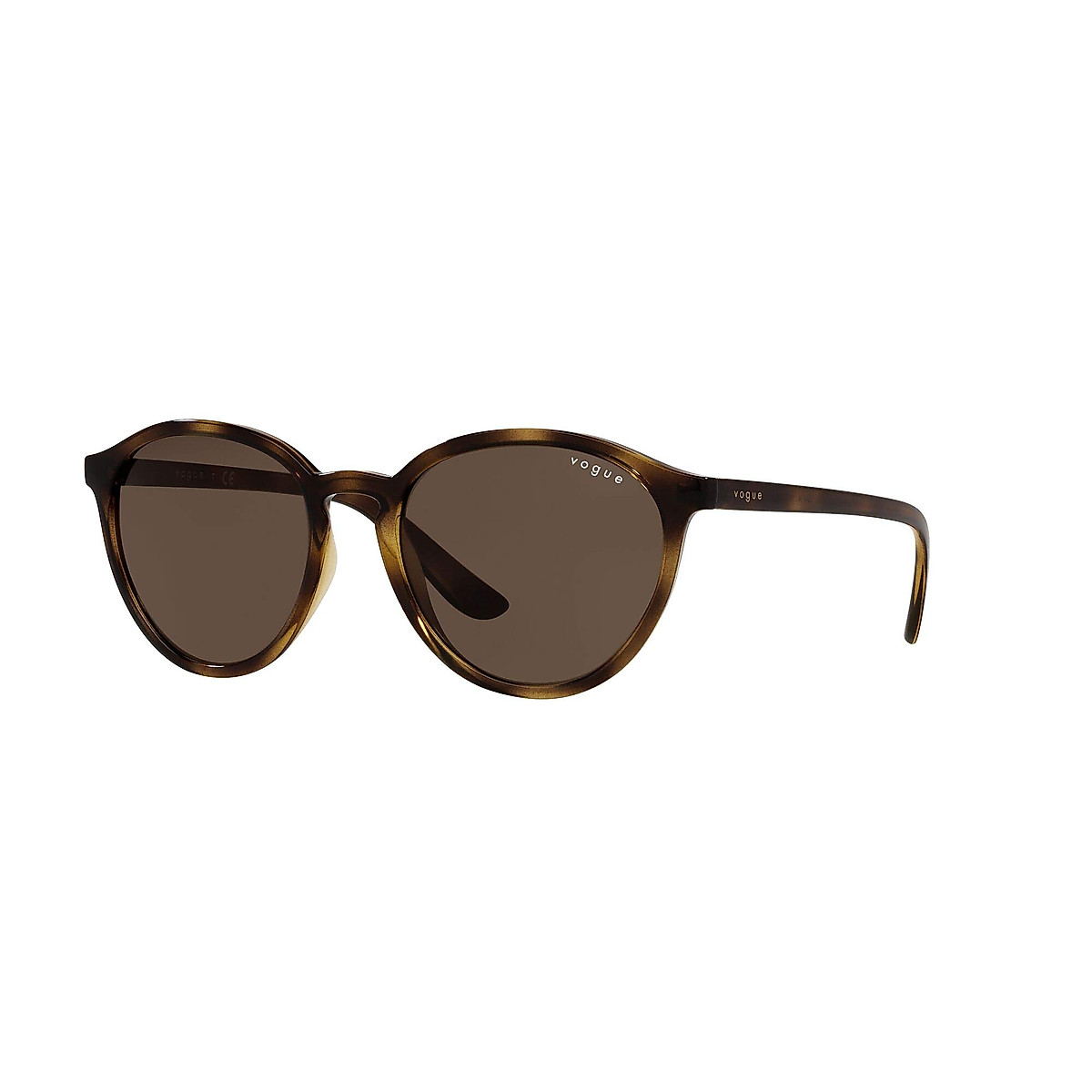 Vogue Eyewear Women's VO5374SF Low Bridge Fit Round Sunglasses, Dark Havana/Dark Brown, 55 mm