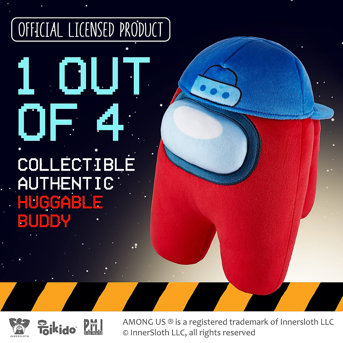 P.M.I. Among Us Baseball Plush Buddy - 1-Foot-Tall Red Huggable Plushie Collectible, 12 Inch Kid's Toy