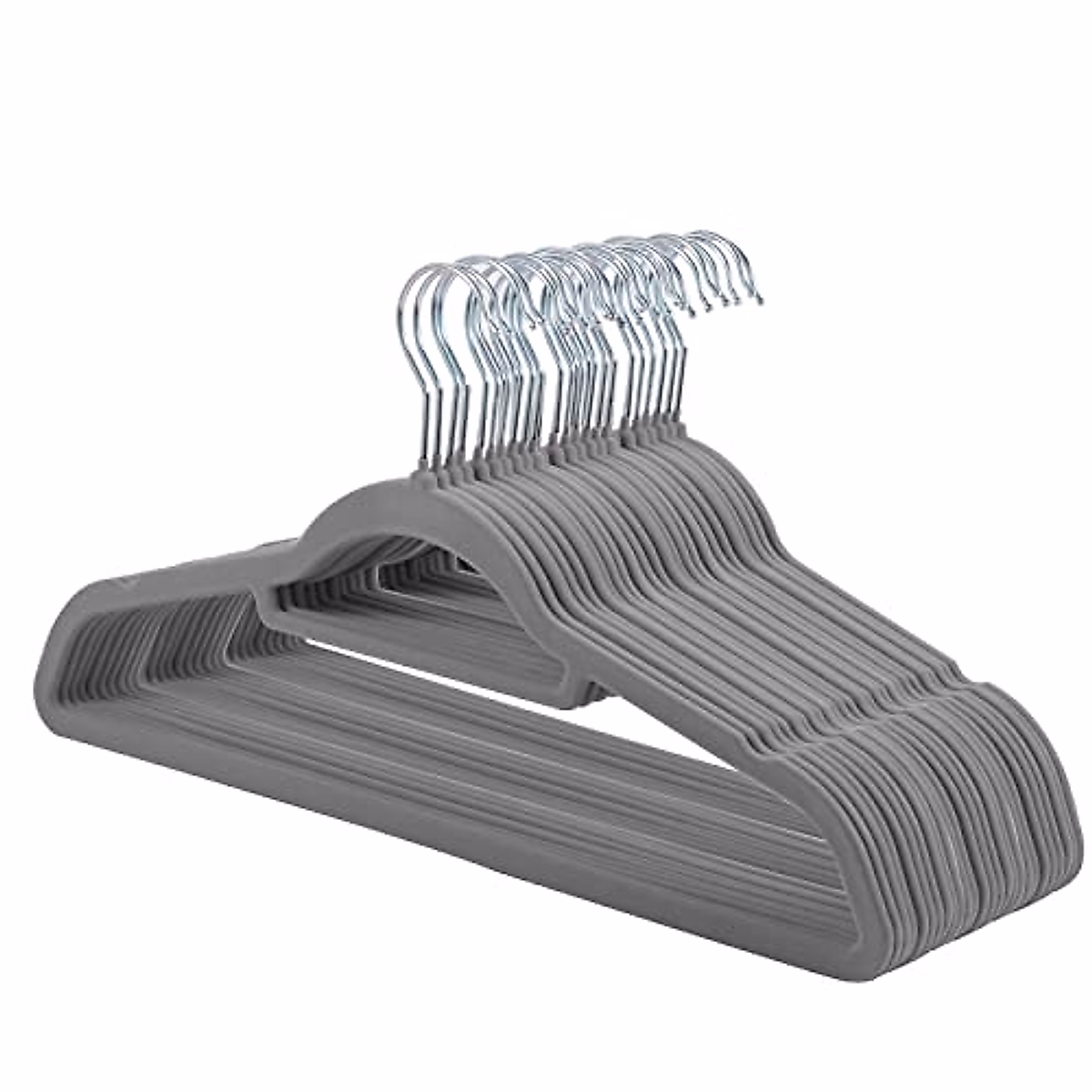 ATZJOY Non Slip Space Saving Velvet Hangers (50 Pack, Gray)