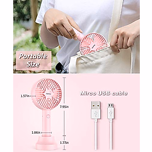 Gasince Handheld Fan Mini Fan,Small Personal Portable Fan, USB Desk Fan,Rechargeable Eyelash Fan for Makeup,8-13hours Operated Small Makeup Eyelash Fan for Women Girls Outdoor and Indoor (Pink)