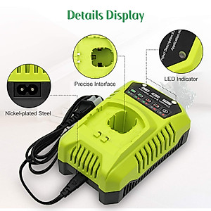 P117 Fast Charger for Ryobi 9.6V~18V Ni-Cd&Ni-Mh Lithium Battery Compatible with Ryobi 18V 14.4V 12V 9.6V Batteries P117 P100 P102 P103 P104 P105 P107 P108 P109 P119 P122 Lithium-Ion Battery Charger