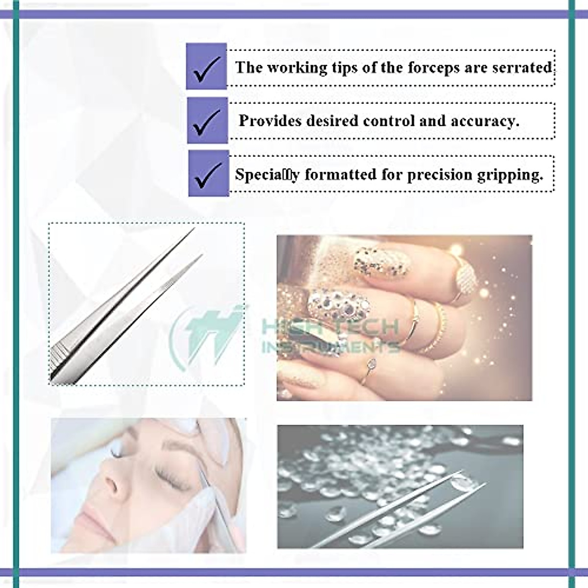Professional Stainless Steel Tweezers 6" with Fine Serreted Precision Straight Tips for Facial Hair, Splinter and Ingrown Hair Removal Used by Women & Men