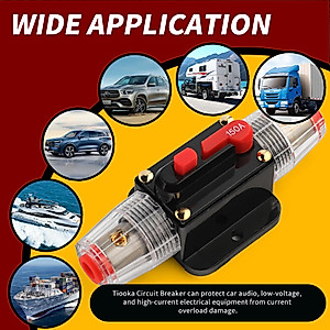 Tiooka 150A Audio Inline Circuit Breaker Resettable Fuse Holder 12V-24V DC 2PCS with Manual Reset Waterproof Automotive Marine Boat Audio System Solar Inverter System Protection