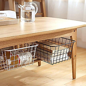 iPEGTOP Wire Storage Freezer Baskets, Set of 4 Large 15.2" Farmhouse Organizer Storage Bins Fridge Basket Rack with Handles for Kitchen Cabinets, Pantry, Office, Bathroom Organization- White