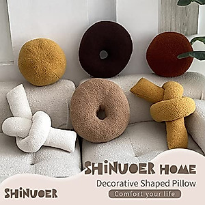 SHINUOER White Ball Pillow Decorative Round Throw Pillows,11.8" Boucle Ball Pillow Sphere Shaped Pillow Plush Cushion Round Decorative Pillow for Couch,Sofa,Bedroom