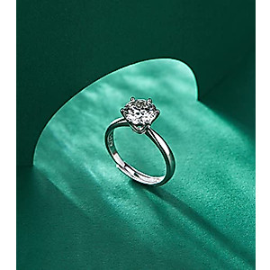 Musgogo Moissanite Wedding Engagement Rings for Women, 1 Carat Adjustable Wedding Jewelry for Bride 925 Sterling Silver with 18K White Gold Plated Band Promise Ring for Her D Color VVS1 Gift Boxed