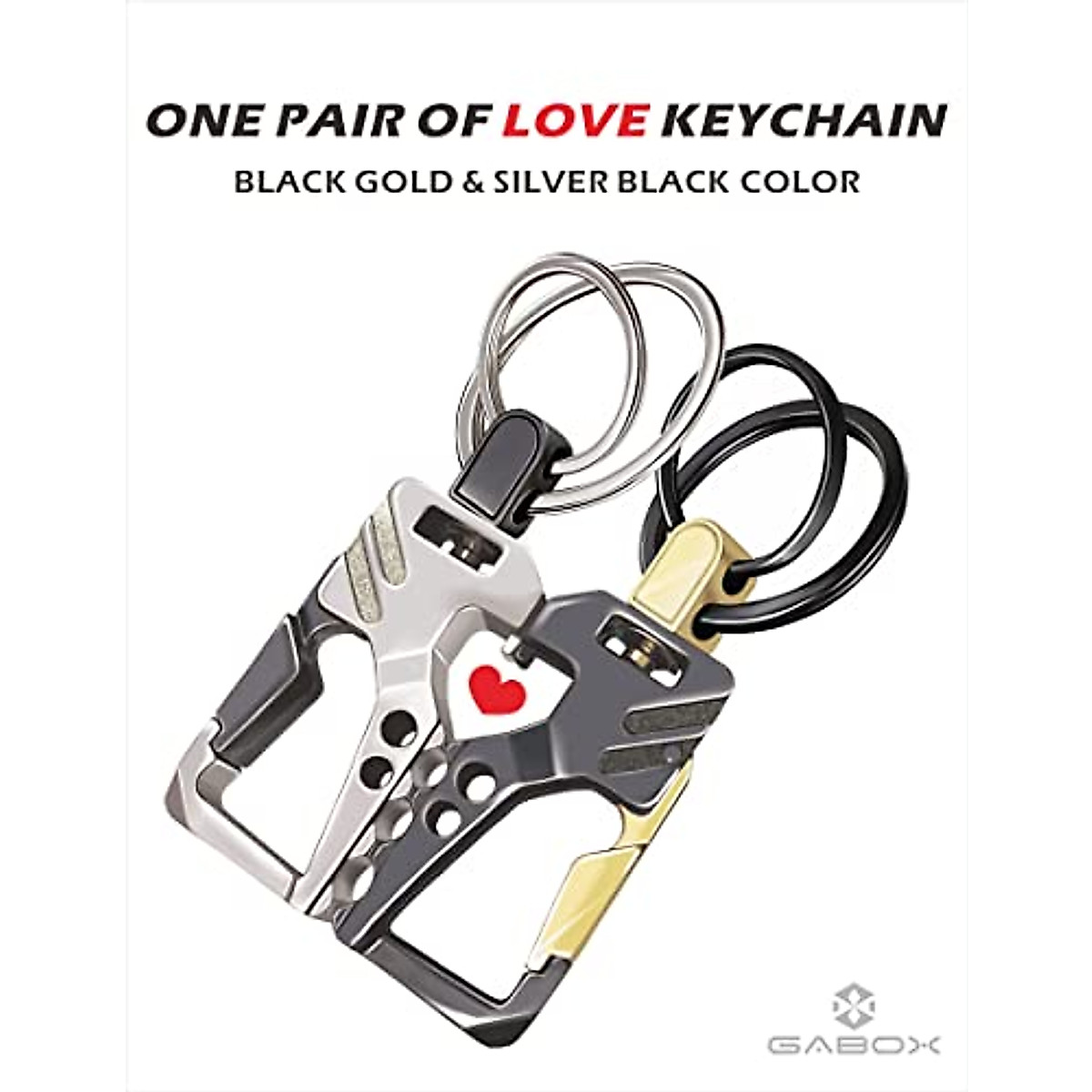 GABOX 2Pcs KeyChains EDC Key Rings Key Chains Bottle Opener Auto Car Keys Tactical Carabiner Keychain with Clip