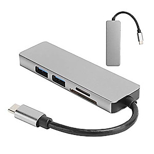 5 in 1 TypeC to Multi Interface Hub,TypeC 5.0GBS Docking Station TypeC to HD Multimedia Interface/Storage Card/USB Adapter with 4K Connection