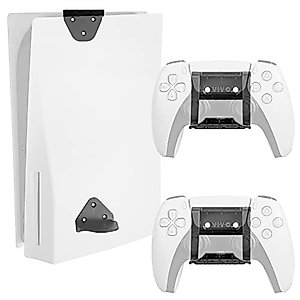 VIVO 2-in-1 Wall and Under Desk Mount Bracket Designed for PS5 Gaming Console, Playstation 5 Standard and Digital Edition, Vertical Wall Display, 2 Controller Mounts, Black, MOUNT-PS5C