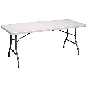 Correll CP3072FM Light Weight Blow Molded Fold in Half Table, For Easy Transportation, Rectangular, 30"x72", Gray Granite