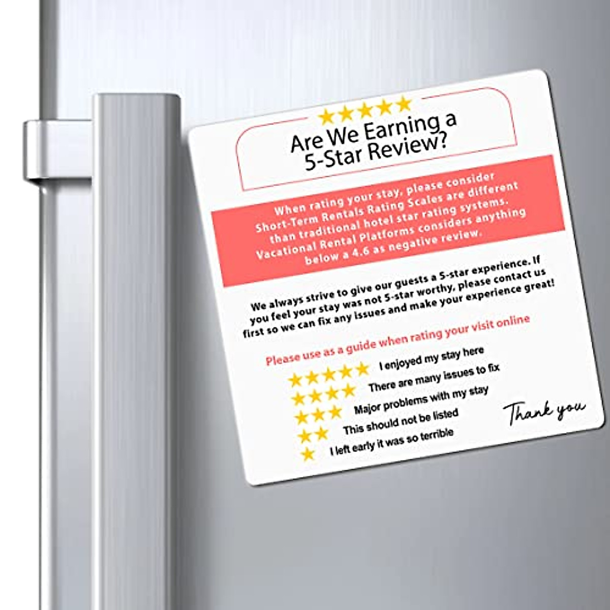 AirBnb VRBO Short Term Rentals (STR) 5 Star Rating Explanation Magnet