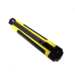 SDI-5431 Snap-off Utility Knife with 12 Set of Sk2+cr Blades, 18mm Heavy Duty Rubber Grip Cutter for Right or Left Handed User