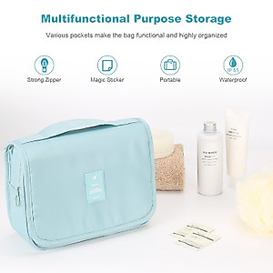 Mossio Hanging Toiletry Bag - Large Cosmetic Makeup Travel Organizer for Men & Women with Sturdy Hook (Beige)