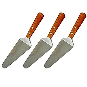 Set of 3, Classic Stainless Steel Blade Pie Server, Wooden Handle, 9-1/2 Inch
