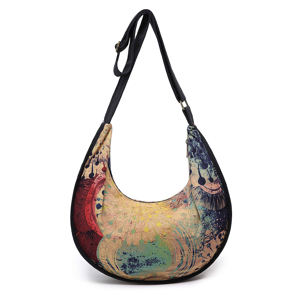 OPQRSTU Womens Hippie Large Sling Shoulder Boho Handbag canvas Crossbody Bags (Purple)