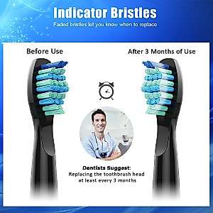 10 Pack Toothbrush Replacement Heads Compatible with Fairywill FW-507/508/515/551/917/959/2011, FW-D1/FW-D3/FW-D7/FW-D8, Most SG Series, HP126A, TB-5 Medium Soft Bristles Brush