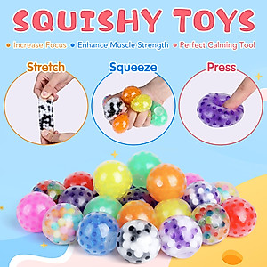 24Pack Stress Balls, Squishy Toys, Squishy Squeeze Balls Bulk Fidget Toys for Adults Squishy Balls, Stress Relief Toys, Party Favors, Birthday Gift, Goodie Bag Stuffers