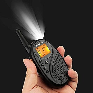 Retevis RT35 Walkie Talkies for Adults,Long Range Two Way Radios Rechargeable,Easy to Use,LED Flashlight,Small Two Way Radios for Family Kids (Black,2 Pack)