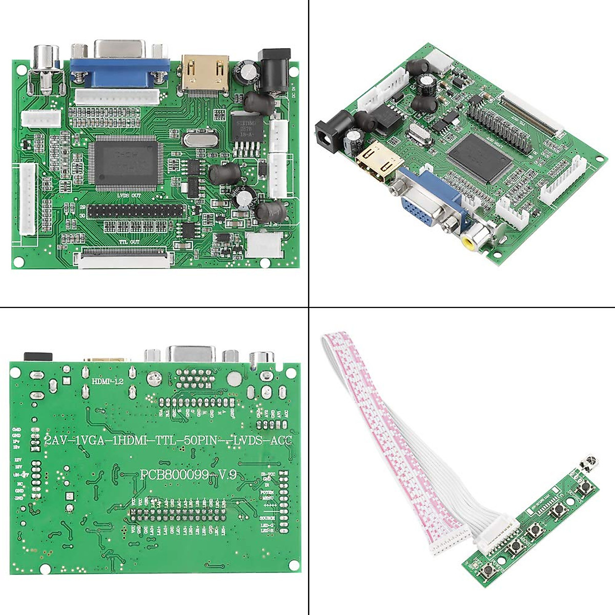 7 Inch 1024 x 600 VGA Monitor Screen LCD TFT Display Kit with Driver Board Monitor for 3/2, Support Plug and Play Function