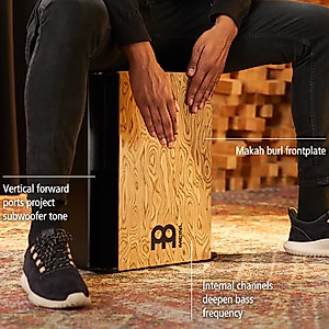Meinl Vertical Subwoofer Bass Cajon with Internal Snares - NOT MADE IN CHINA - Makah Burl Playing Surface, 2-YEAR WARRANTY (SUBCAJ6MB-M)