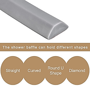 uxcell Collapsible Shower Water Barrier, 67 Inch Self-Adhesive Shower Corner Water Guard for Kitchen Countertop Cooktop Bathroom Tub to Keeps Dry and Wet Separation, Grey